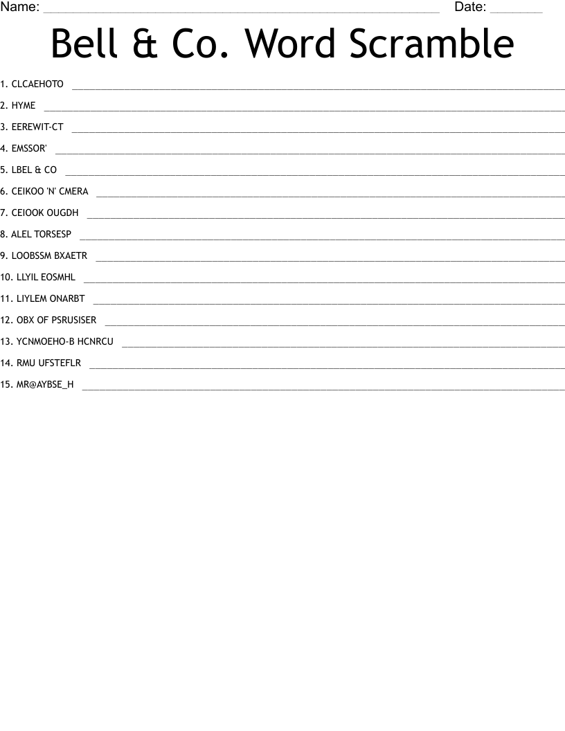 Bell & Co. Word Scramble - WordMint