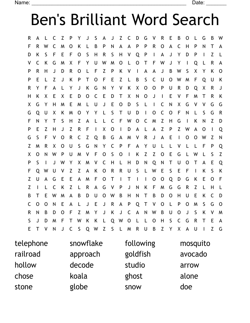 Ben's Brilliant Word Search - WordMint