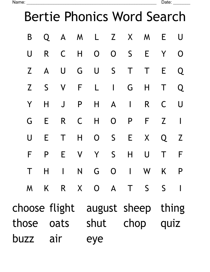 Bertie Phonics Word Search - WordMint