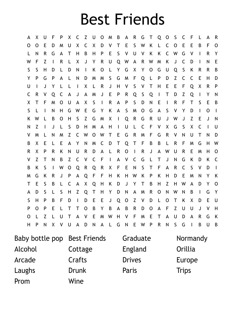 Best Friends Word Search - WordMint