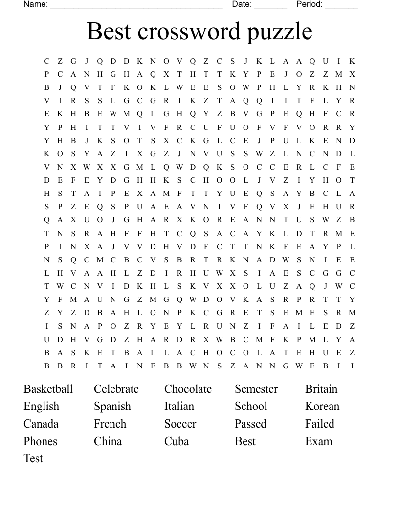 Best crossword puzzle Word Search - WordMint