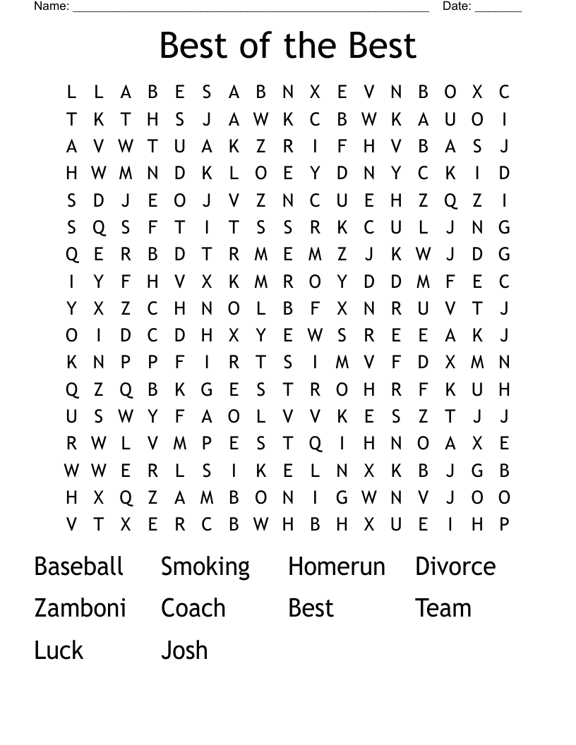 Best of the Best Word Search - WordMint