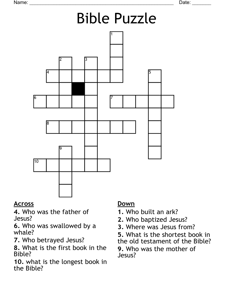 Bible Puzzle Crossword - WordMint
