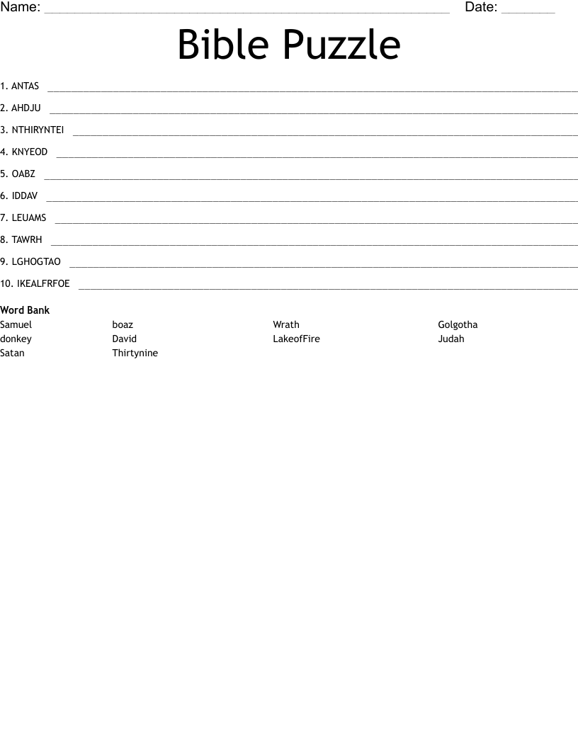 Bible Puzzle Word Scramble - WordMint