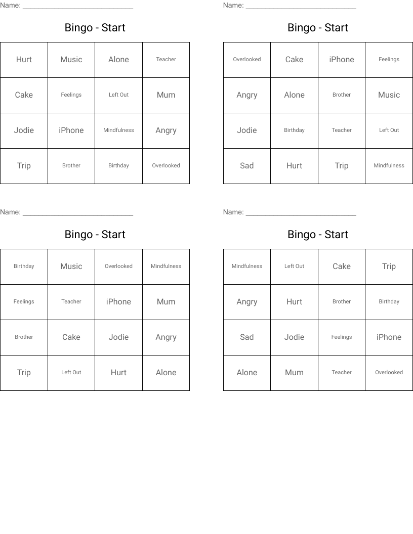 Bingo - Start - WordMint