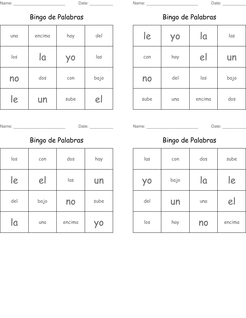 Bingo de Palabras - WordMint