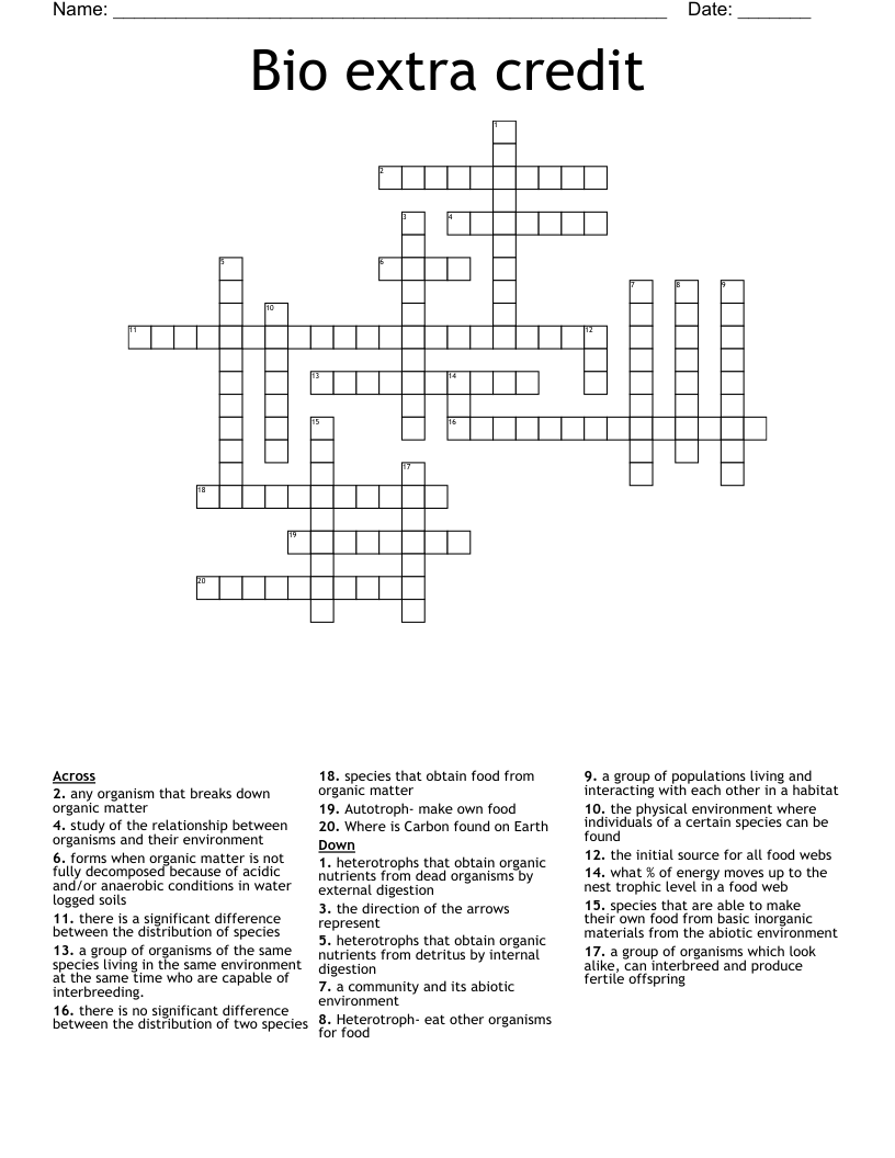 Ecology Crossword - WordMint