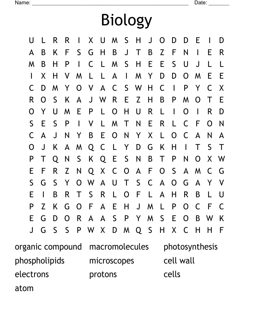 Biology Word Search - WordMint