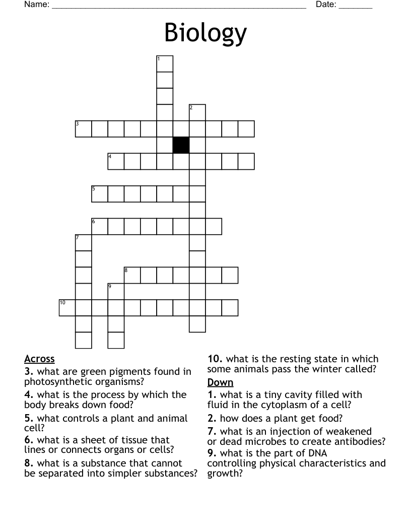 Biology Crossword - WordMint