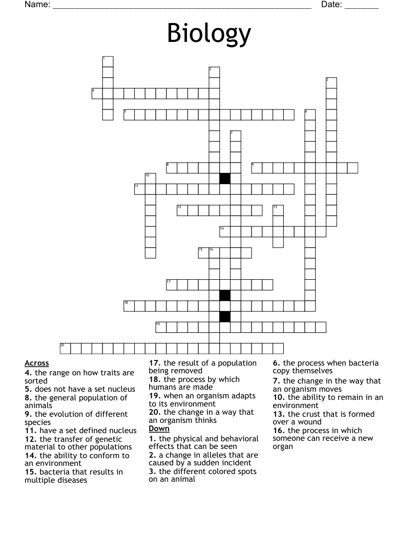Biology Crossword - WordMint