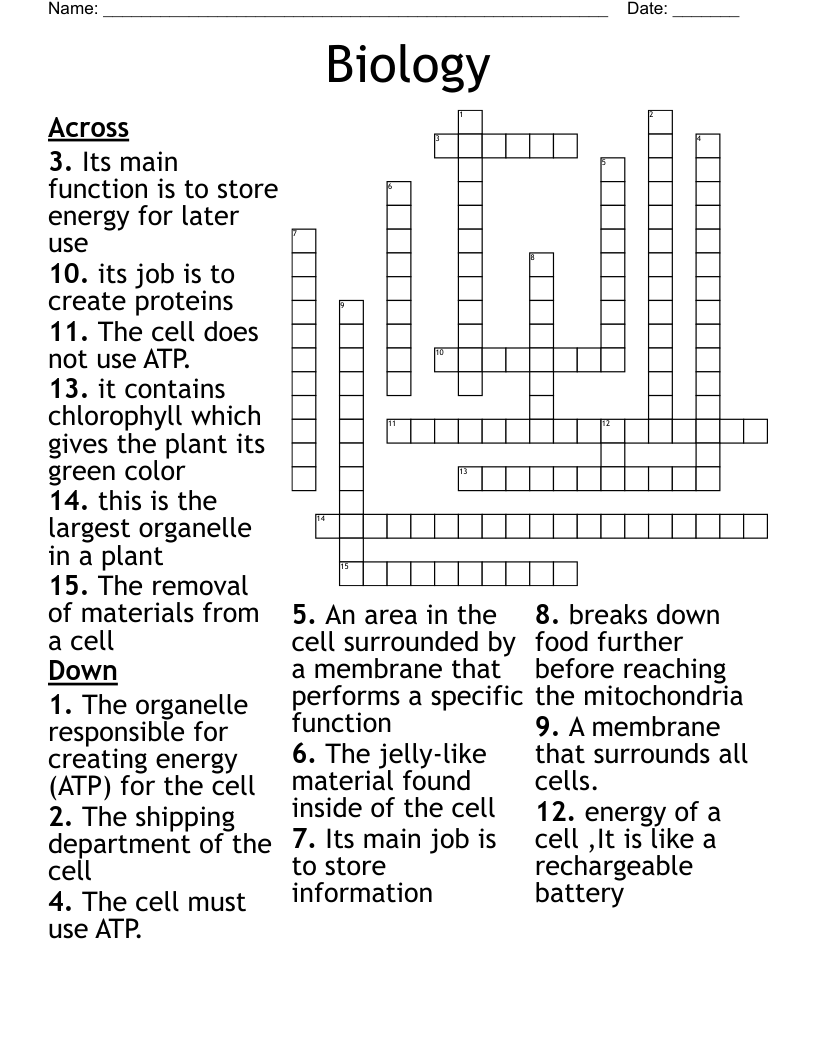 Biology Crossword - WordMint