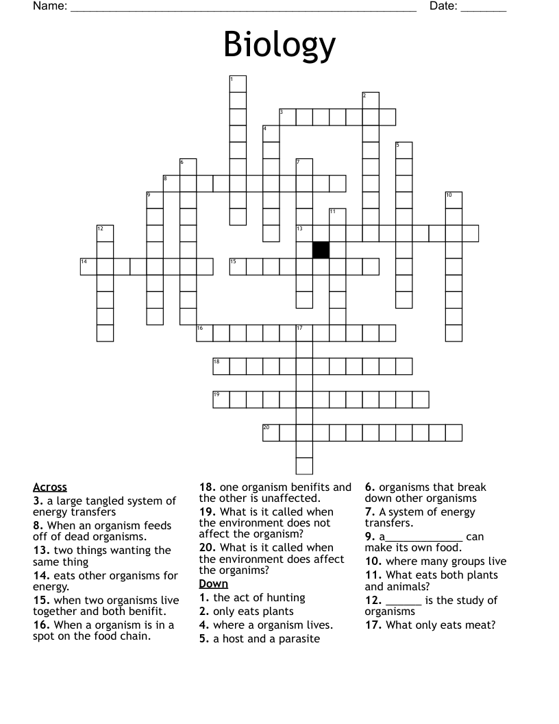 Biology Crossword - WordMint