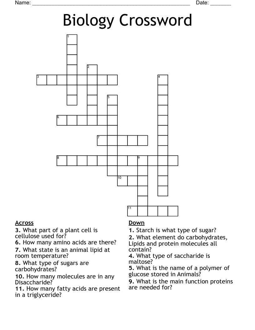 Biology Crossword - WordMint