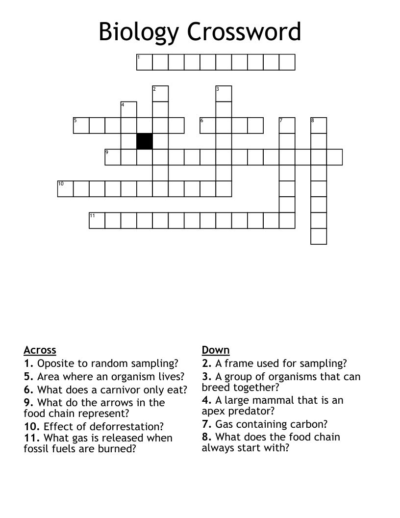 Biology Crossword - WordMint