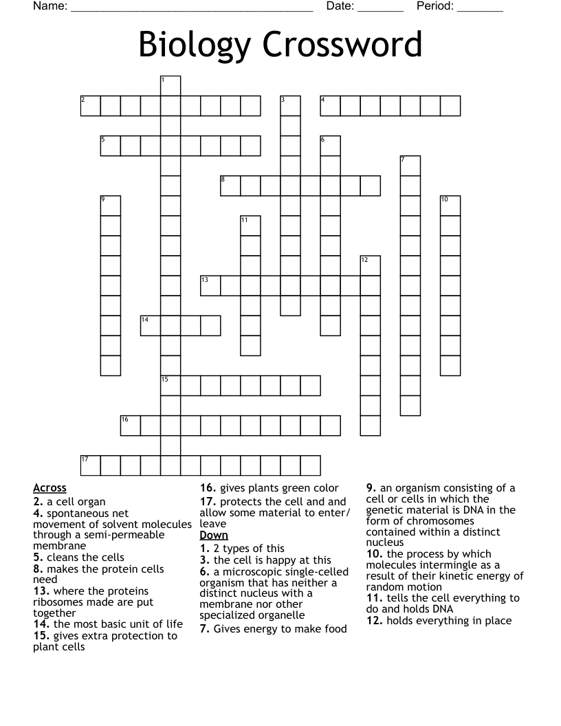 Biology Crossword - WordMint