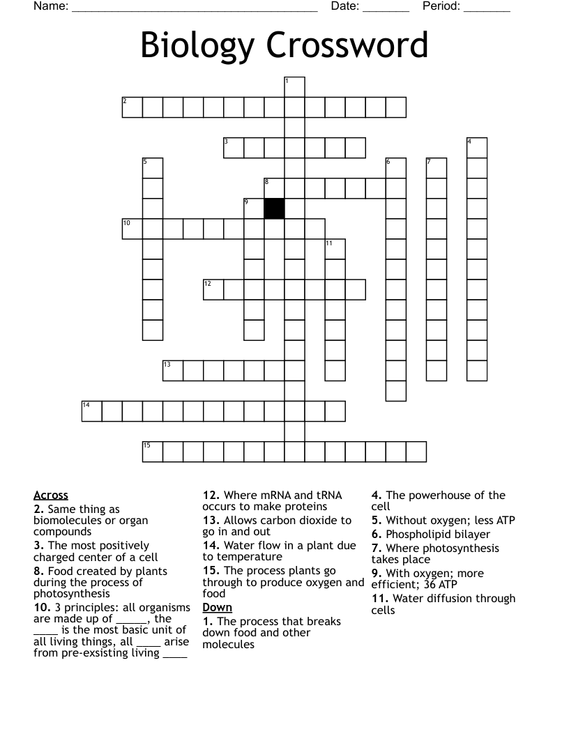 Biology Crossword - WordMint