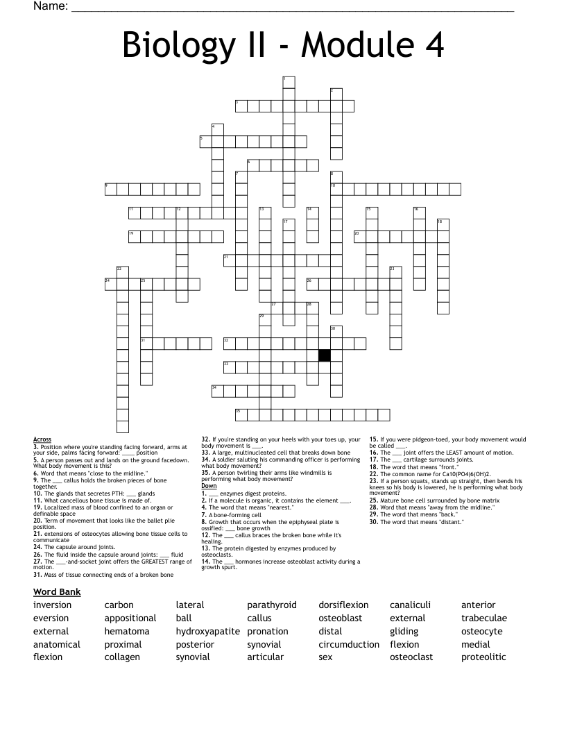 Biology II - Module 4 Crossword - WordMint