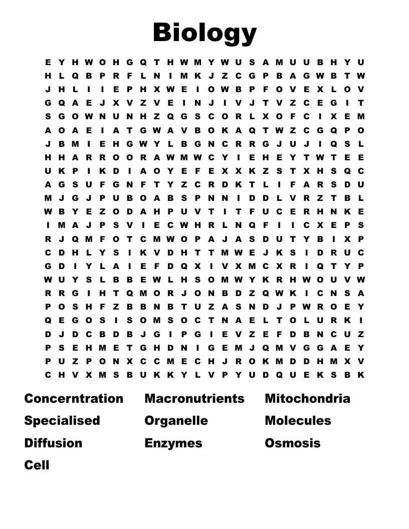 Biology Word Search - WordMint