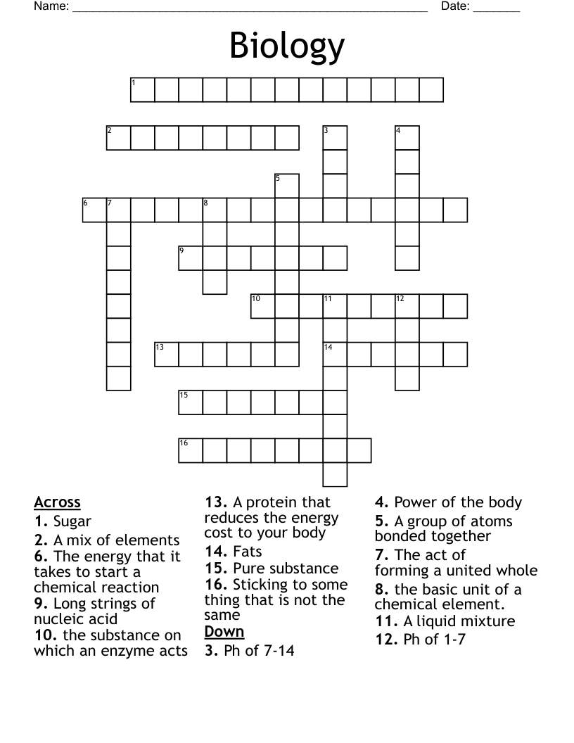 Biology Crossword - WordMint