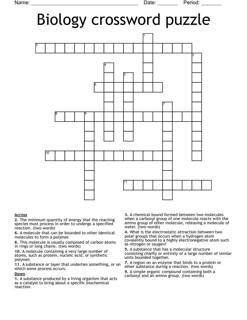 Biology crossword puzzle - WordMint