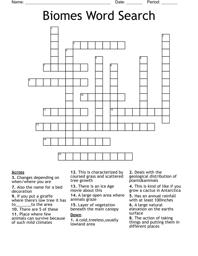 Biomes Word Search Crossword - WordMint