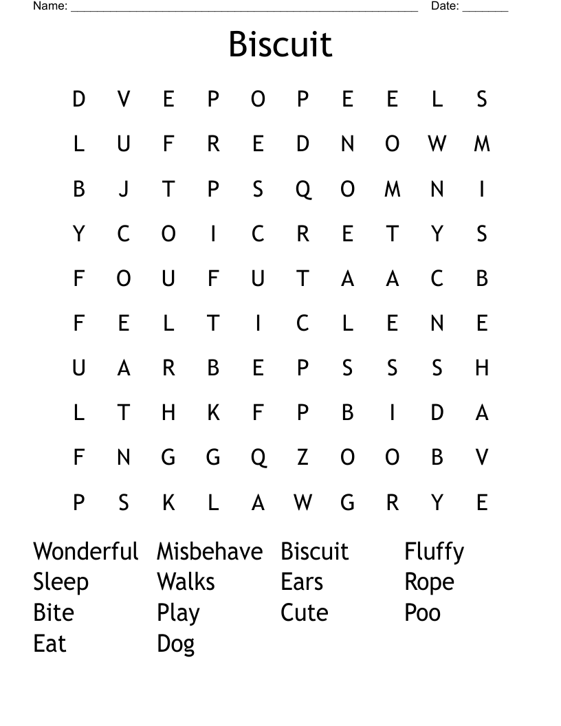 Biscuit Word Search - WordMint
