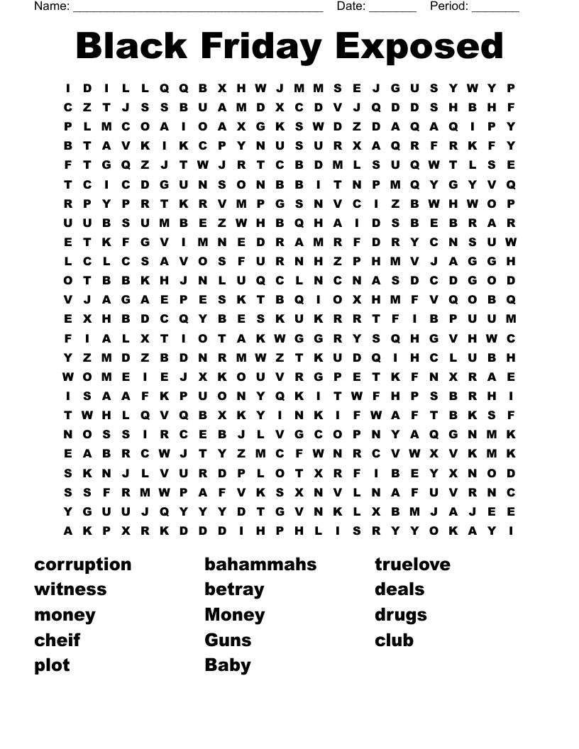 Black Friday Exposed Word Search - WordMint