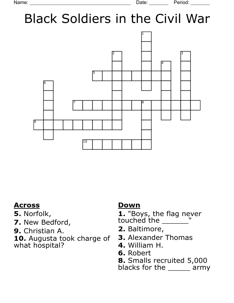 Black Soldiers in the Civil War Crossword - WordMint