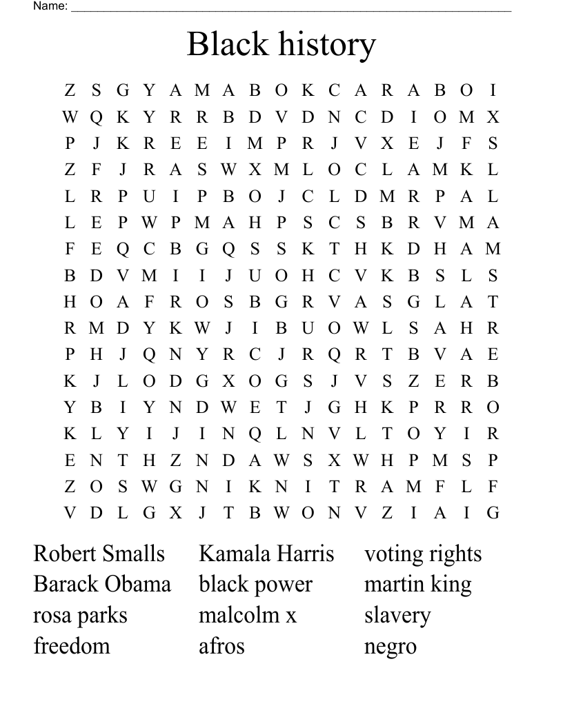 Black history Word Search - WordMint