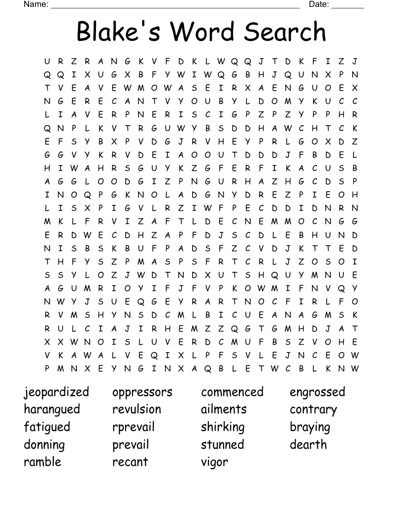 Blake's Word Search - WordMint