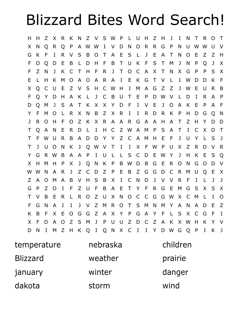 Blizzard Bites Word Search! - WordMint