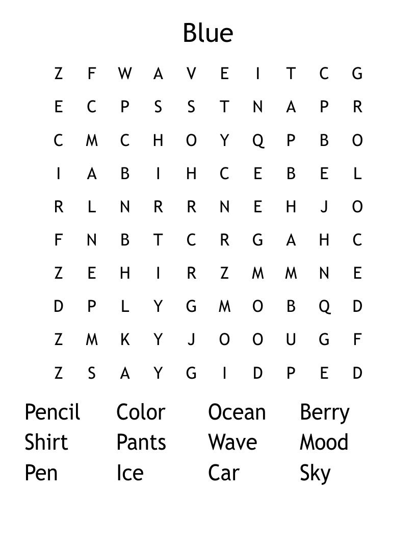 Blue Word Search - WordMint