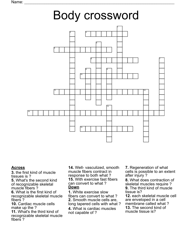 Body Crossword WordMint