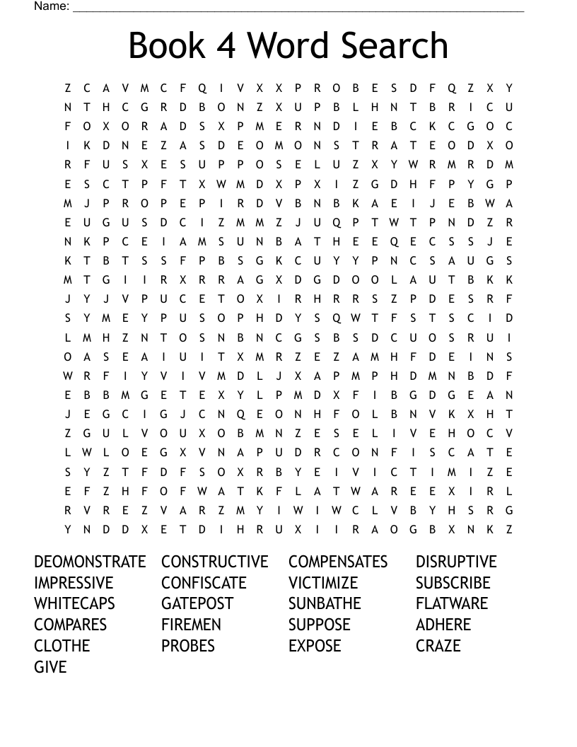 Book 4 Word Search - WordMint