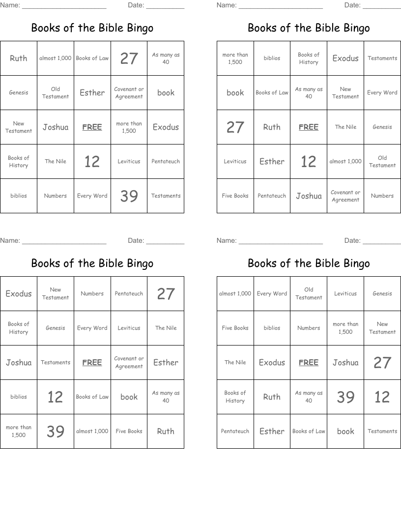 Books of the Bible Bingo - WordMint