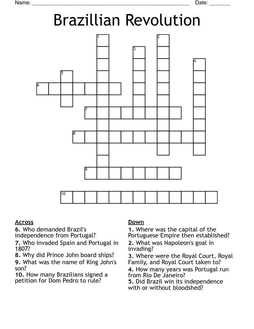 Brazillian Revolution Crossword - WordMint