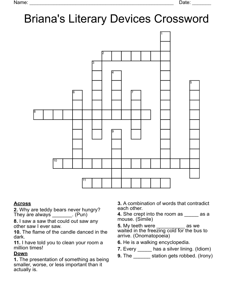 Briana's Literary Devices Crossword - WordMint