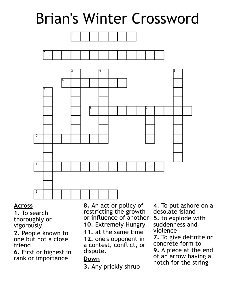 Brian's Winter Crossword - WordMint