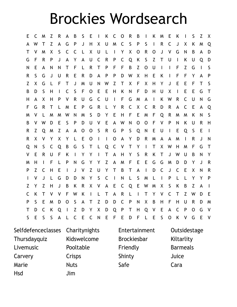 Brockies Wordsearch - WordMint