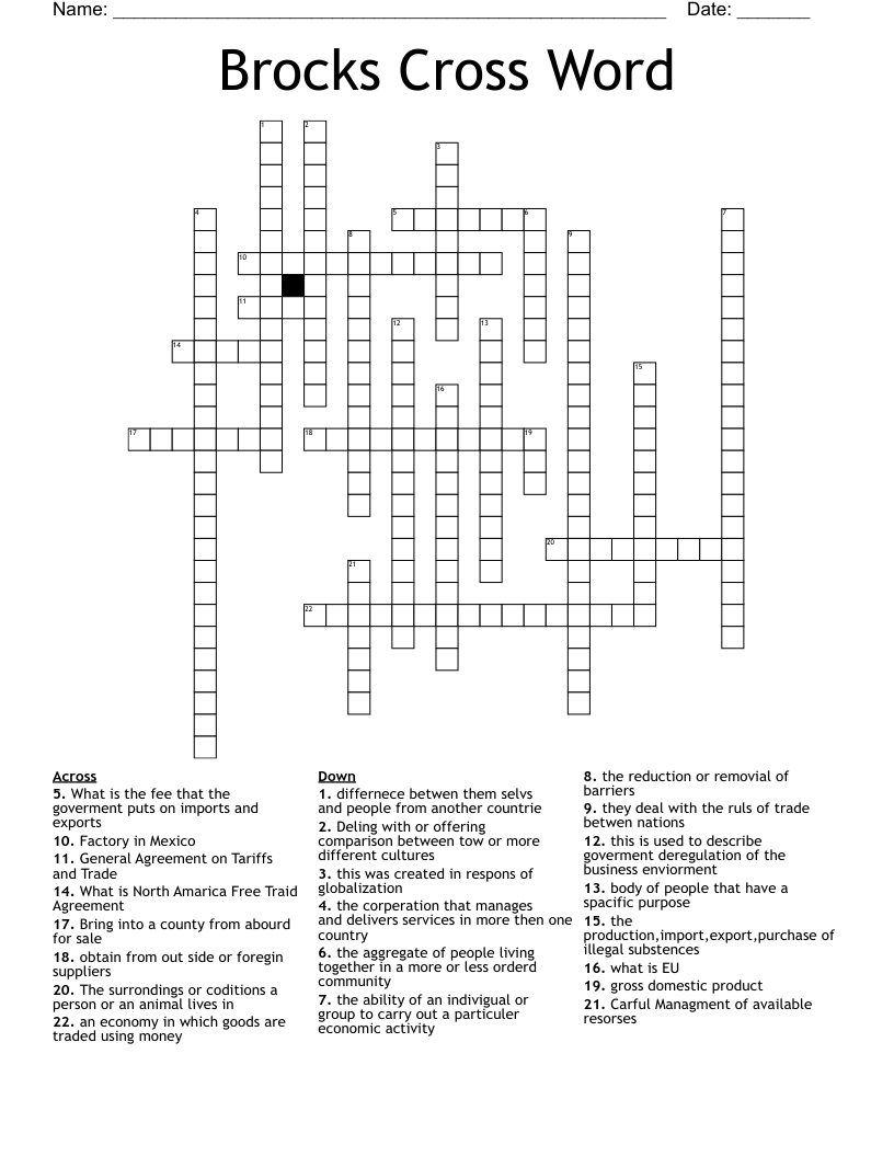 Brocks Cross Word - WordMint