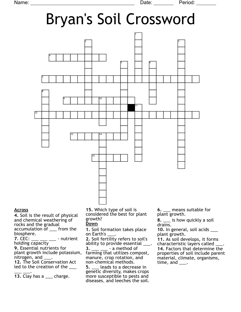 Bryan's Soil Crossword - WordMint