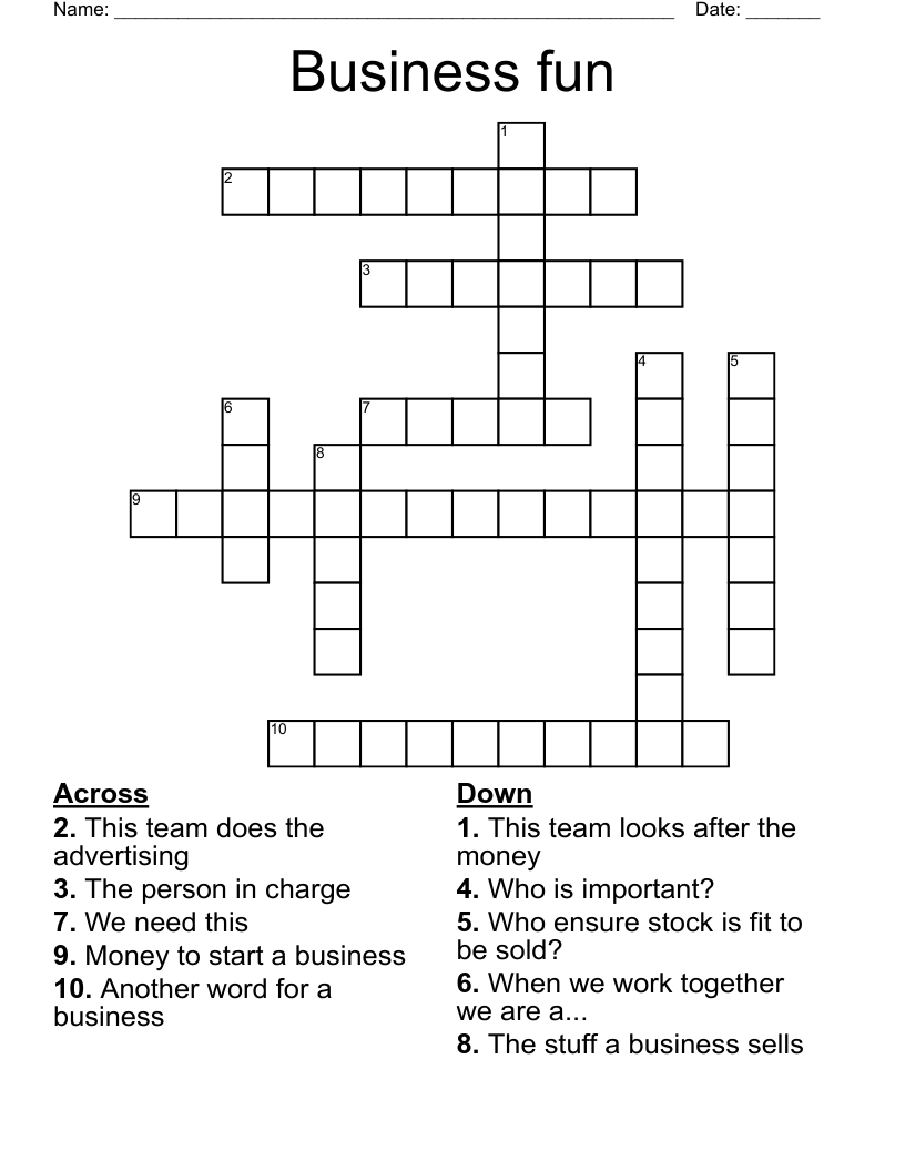Business fun Crossword - WordMint