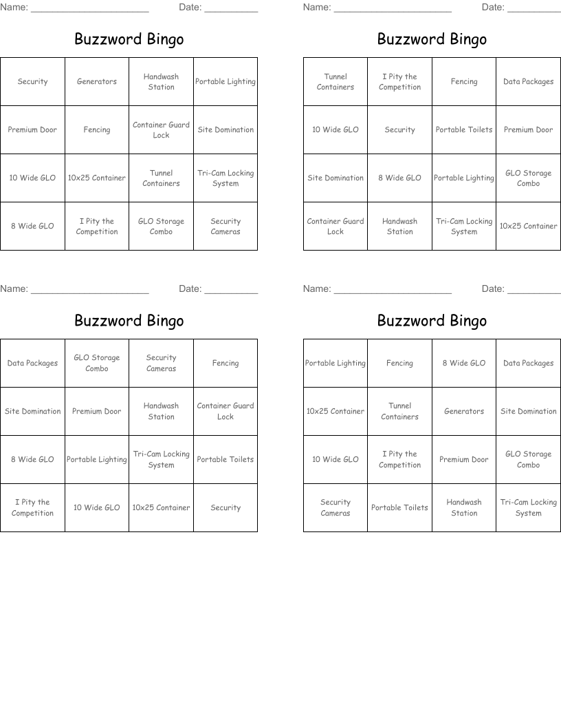 Buzzword Bingo - WordMint