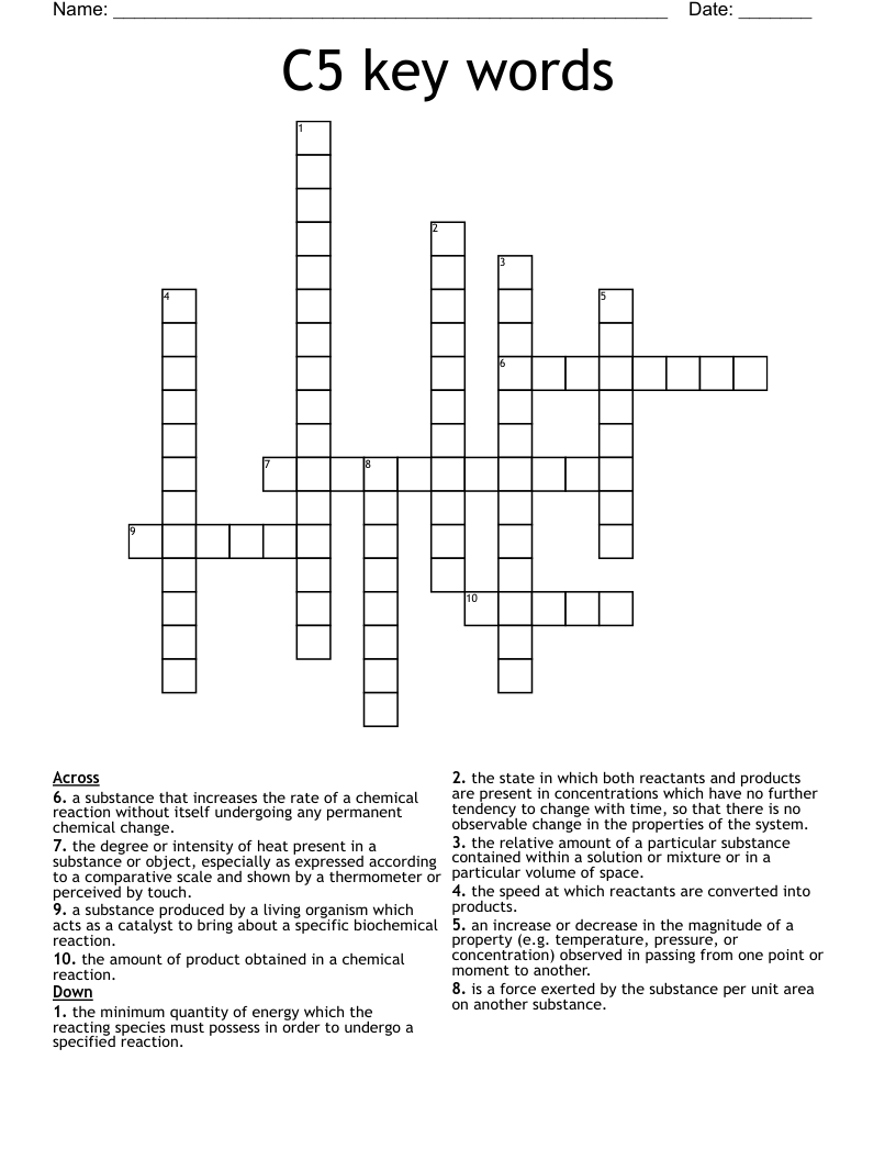 C5 key words Crossword - WordMint