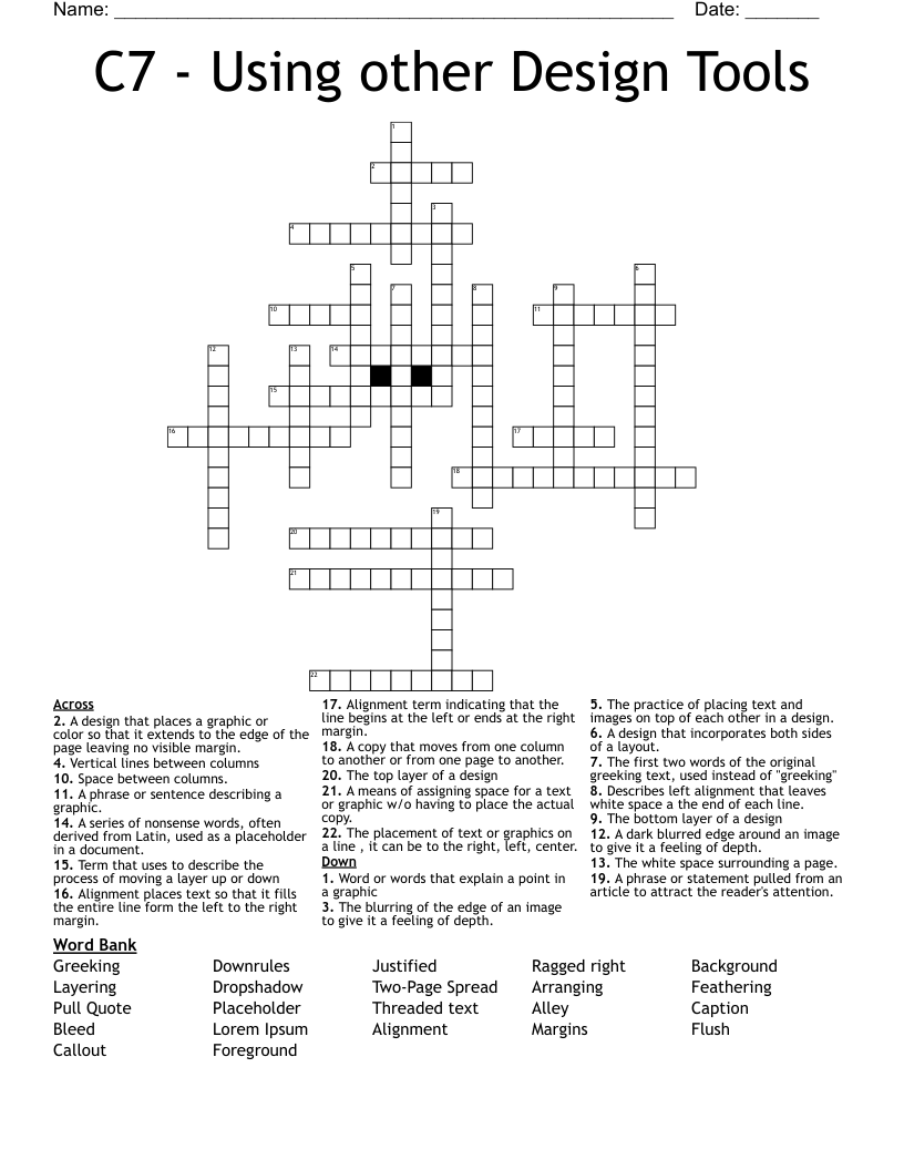 C7 - Using other Design Tools Crossword - WordMint