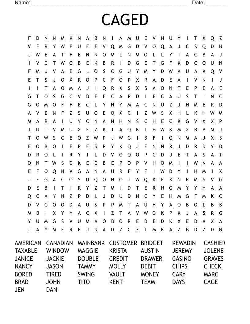 CAGED Word Search - WordMint