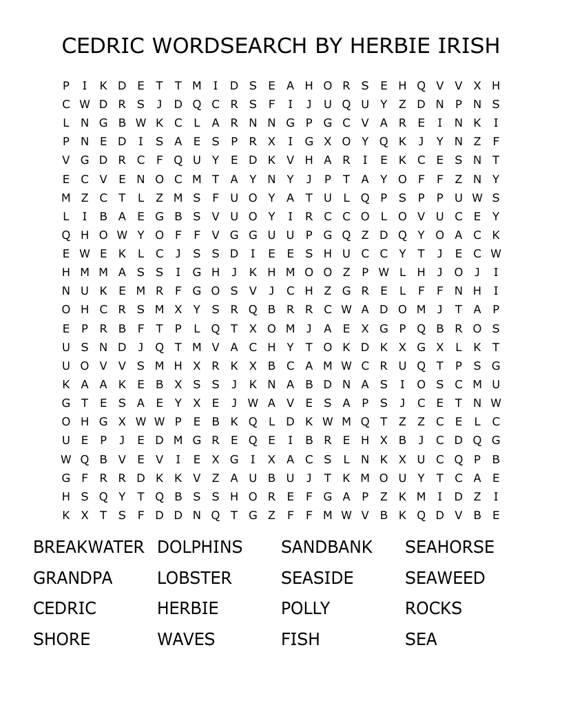CEDRIC WORDSEARCH BY HERBIE IRISH - WordMint