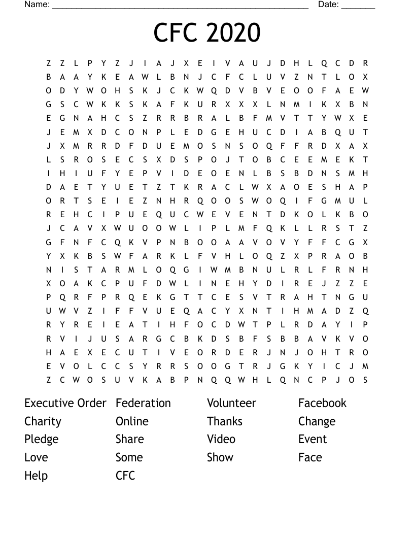 CFC 2020 Word Search - WordMint