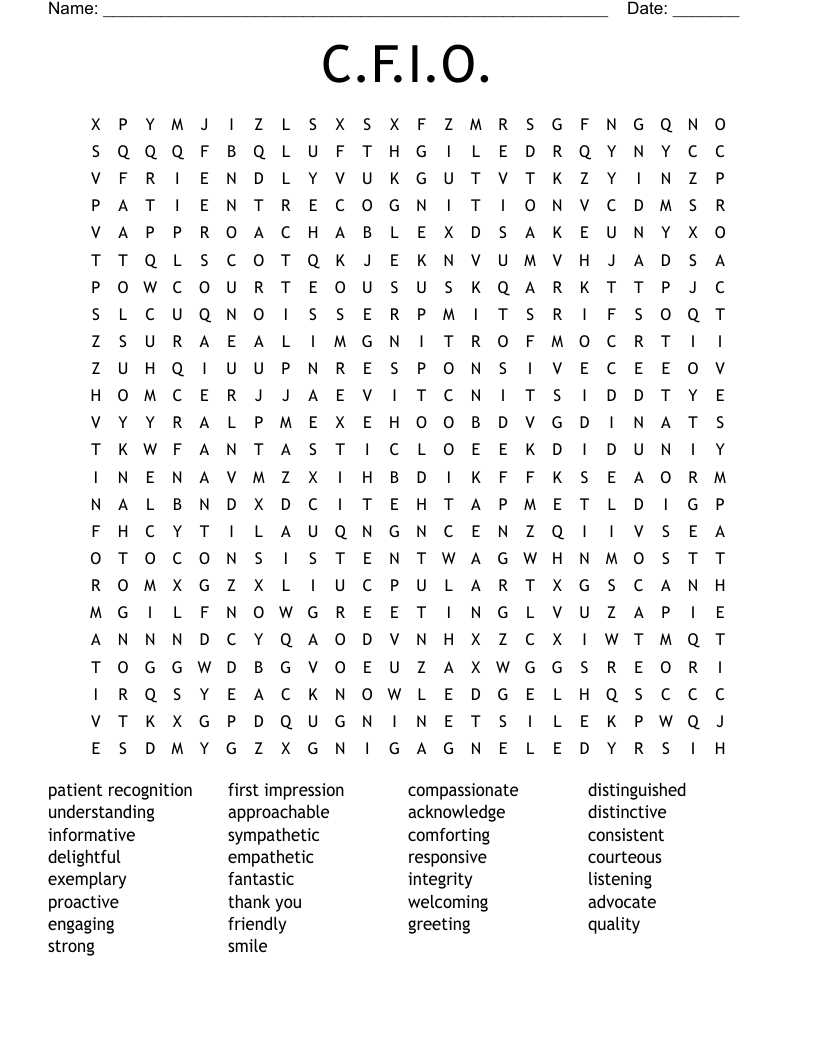 C F I O Word Search WordMint
