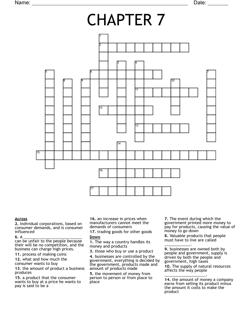 CHAPTER 7 Crossword - WordMint